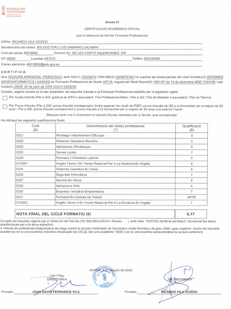Certificado Ridaura (1) | PDF