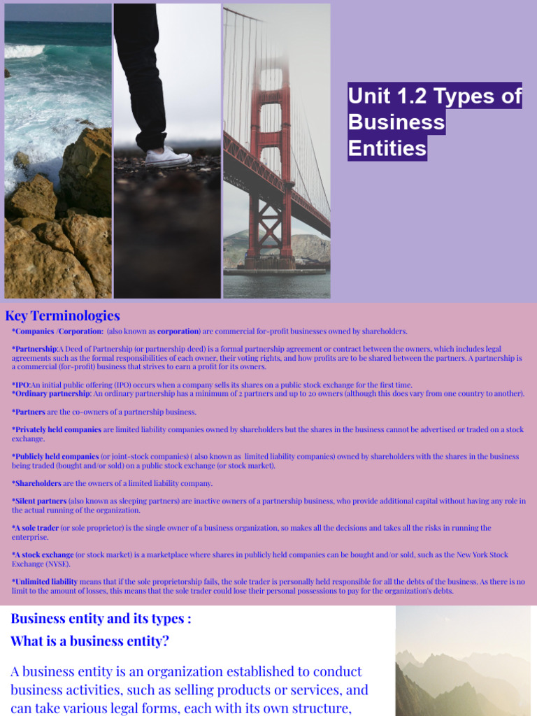 Unit 1.2 Types of Business Entities | PDF