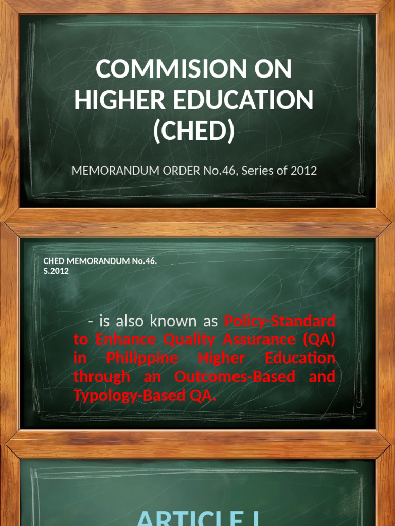 CHED MEMORANDUM ORDER No.46, Series of 2012 | PDF