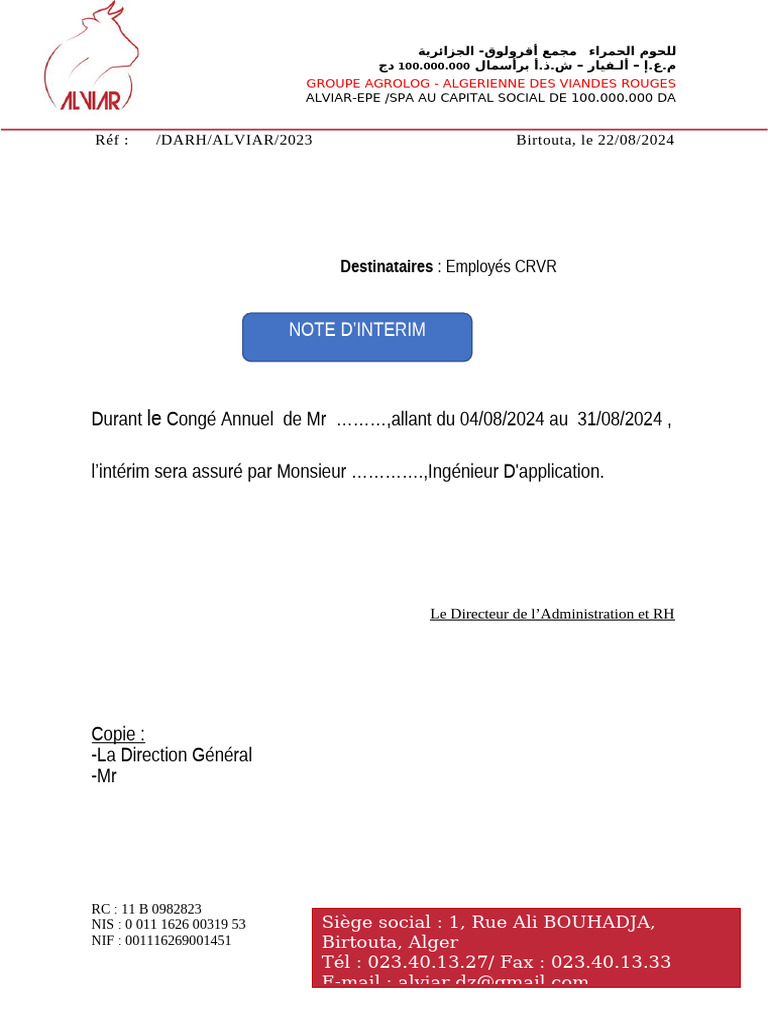 Note d'Interim | PDF