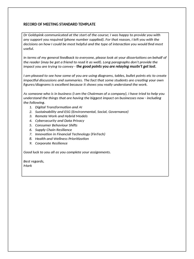 Standard Template - Meeting Records | PDF