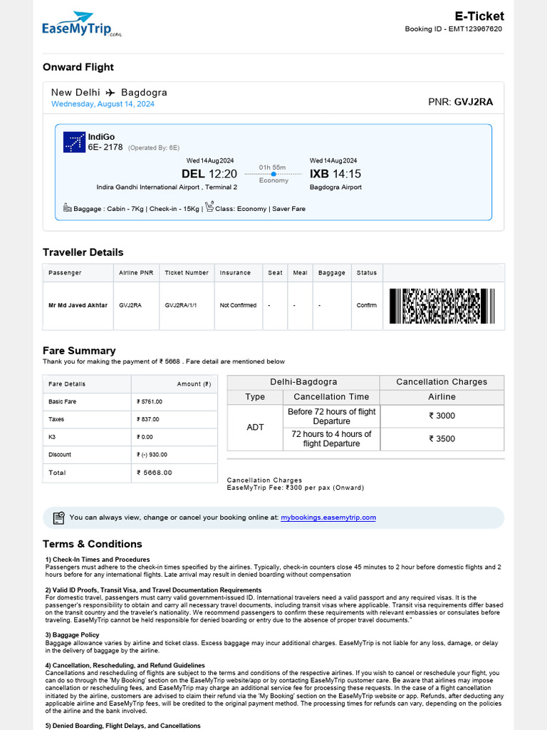 DEL IXB: Onward Flight | PDF