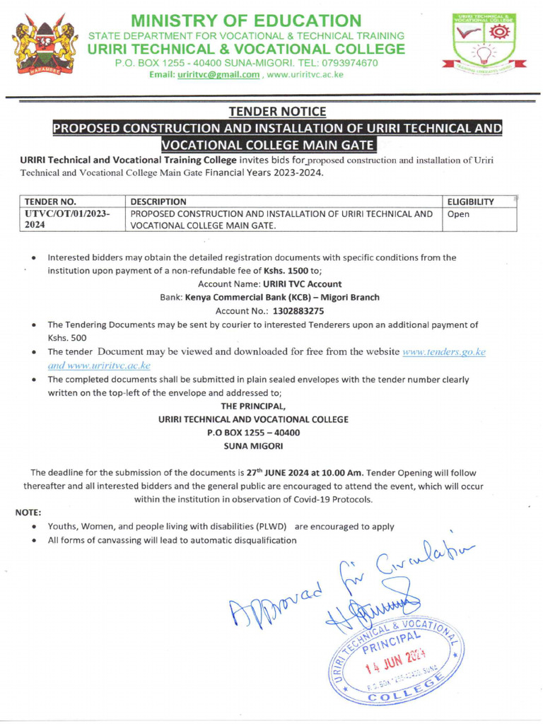 Tender Notice Gate | PDF