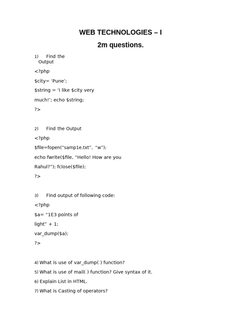 Web Technology (2m Questions) | PDF