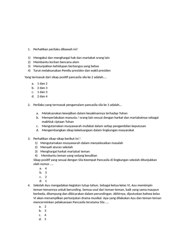 Soal PPKN Kelas VI | PDF