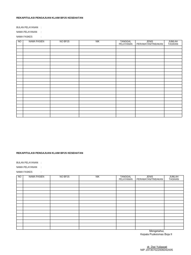 Rekapitulasi Pengajuan Klaim Bpjs Kesehatan Pdf