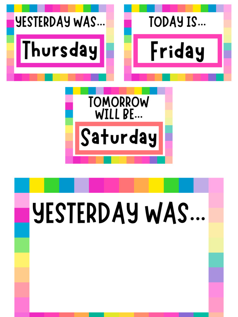 Colorful Days of the Week Circle Time Chart Flashcards | PDF