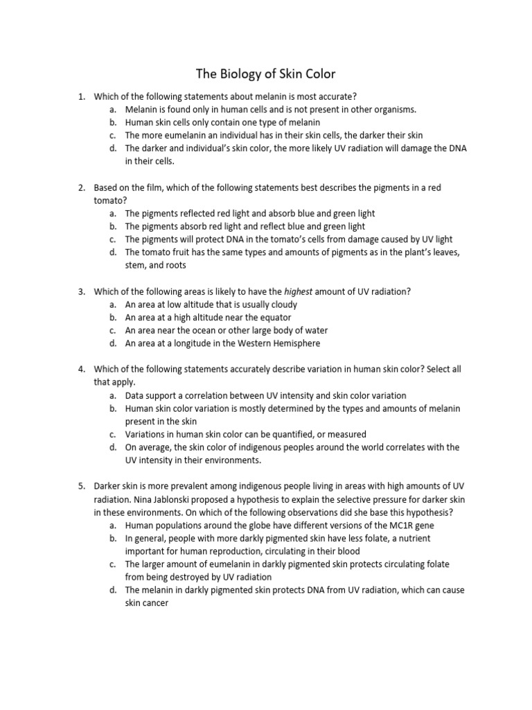 Biology of Skin color | PDF