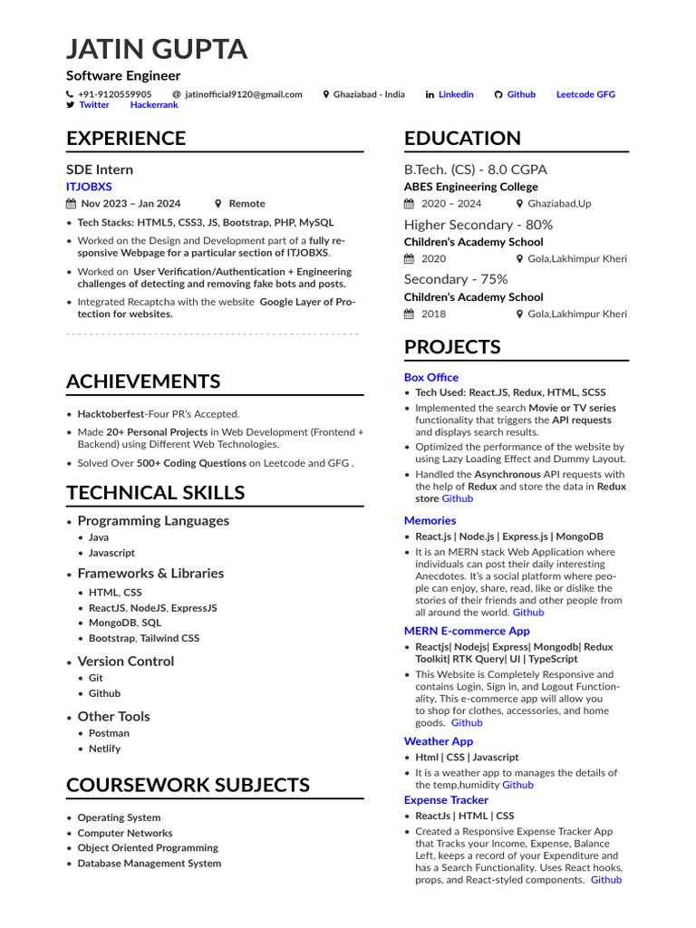 Jatin Gupta CV PDF | PDF