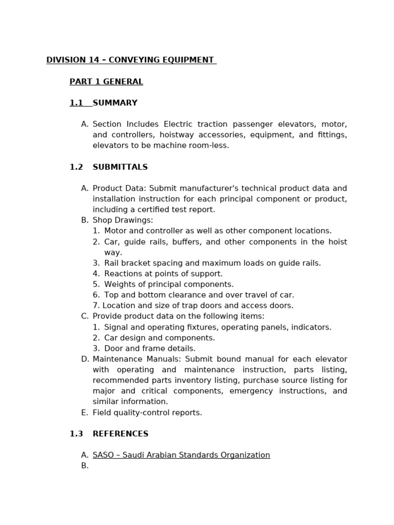 DIVISION 14 - Elevator | PDF