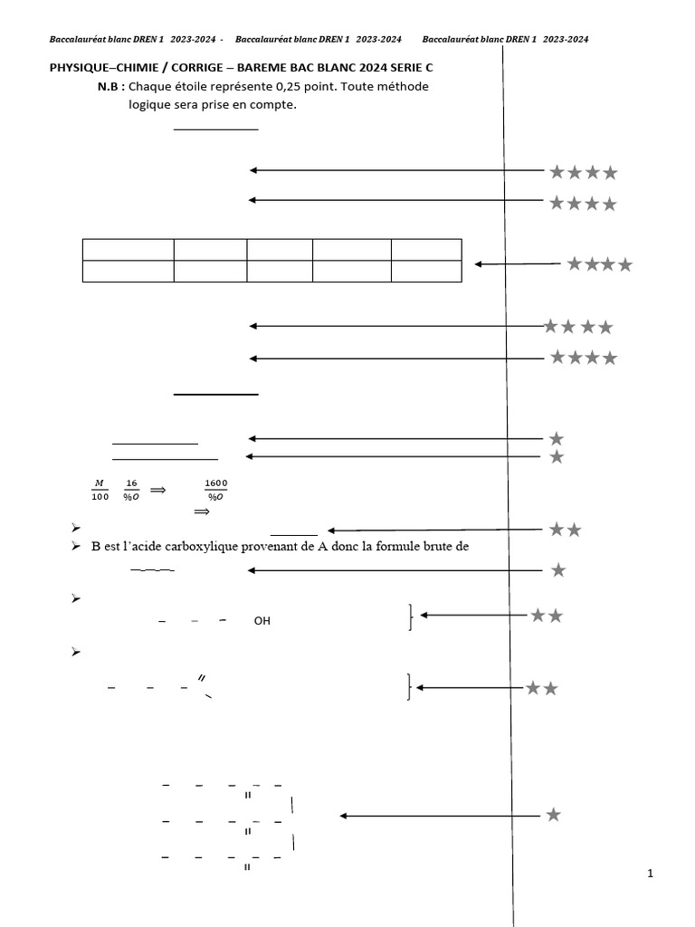 Corrigé - Barème - BAC PHYS-CHIMIE SERIE C | PDF