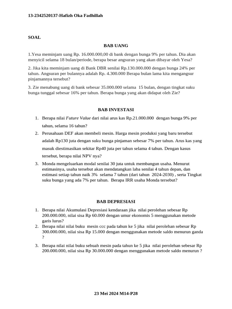 Soal Dan Pembahasan Tugas MR Sur | PDF