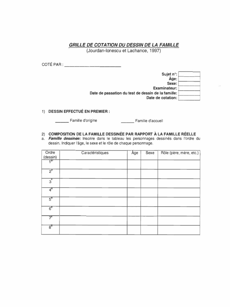 Grille de Cotation du Dessin de la Famille | PDF