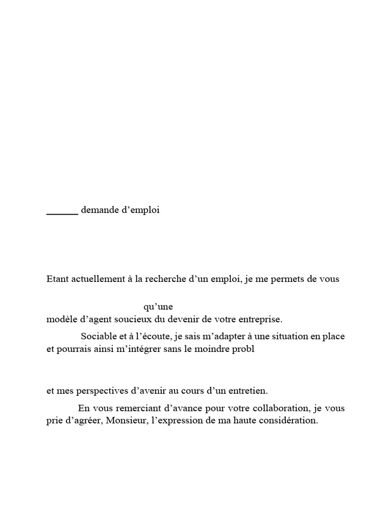 Demande D'emploi | PDF