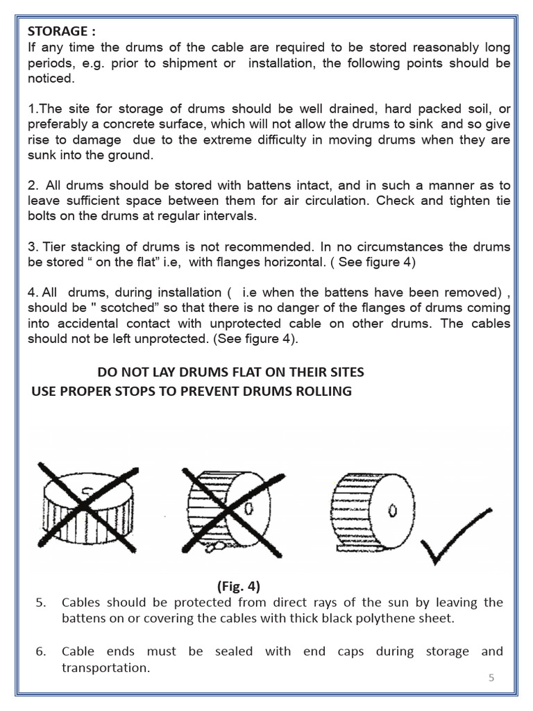 Cable Storage procedure | PDF
