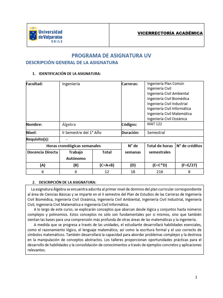 MAT 122 Álgebra (2024) | PDF