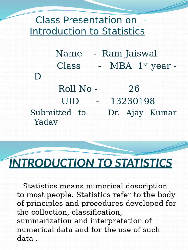 A Class Presentation on Topic – STATISTICS-1 | PDF