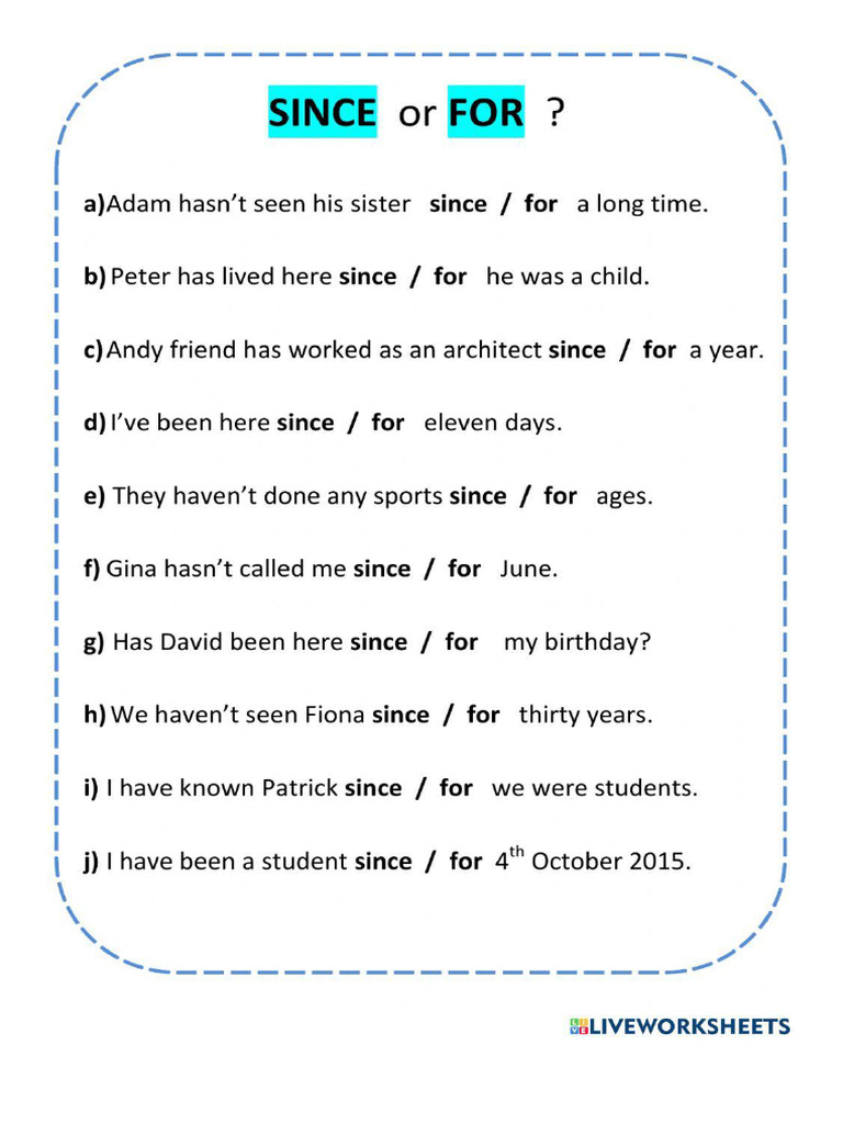 For And Since Pdf