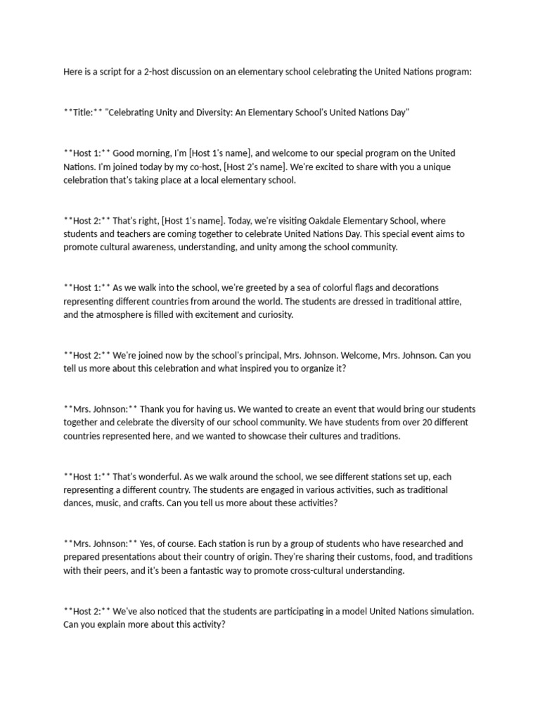 Celebrating Unity and Diversity An Elementary School's United Nations ...