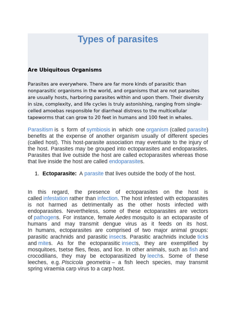 Topic 2_Types of parasites | PDF