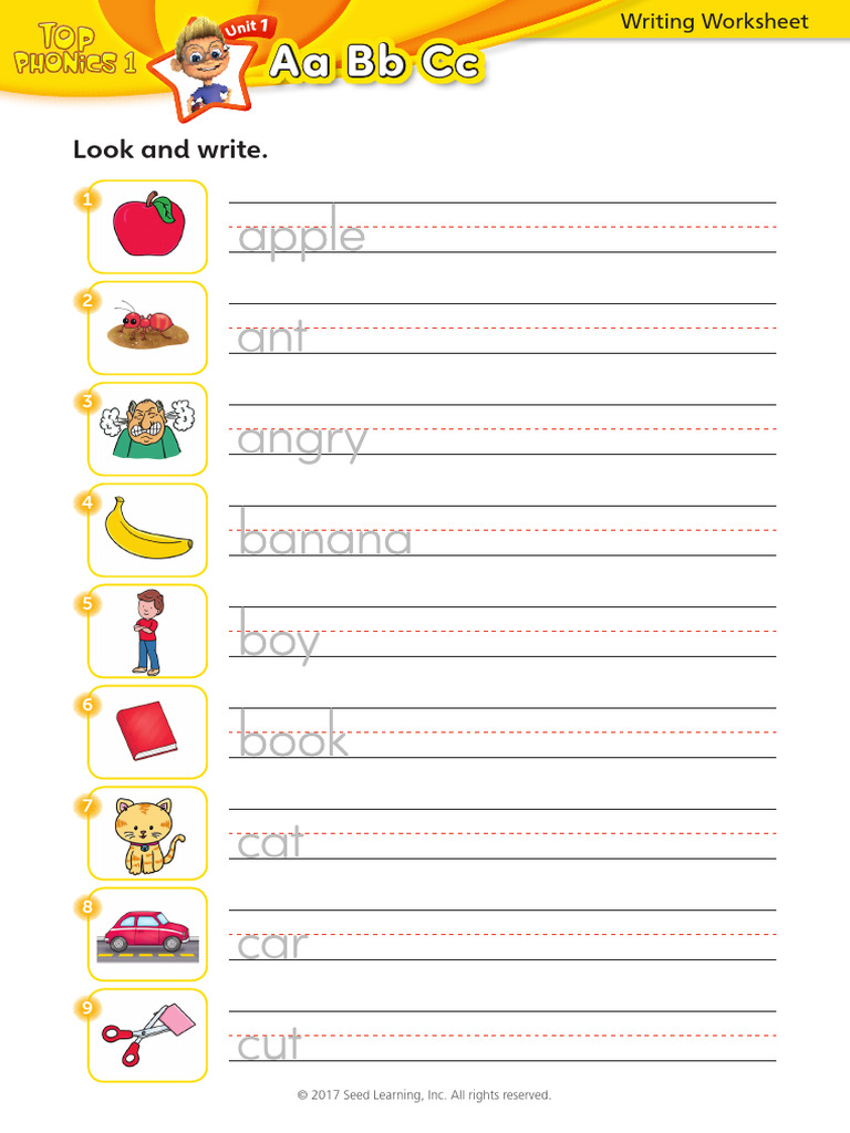 Top Phonics 1 - Writing Worksheet | PDF