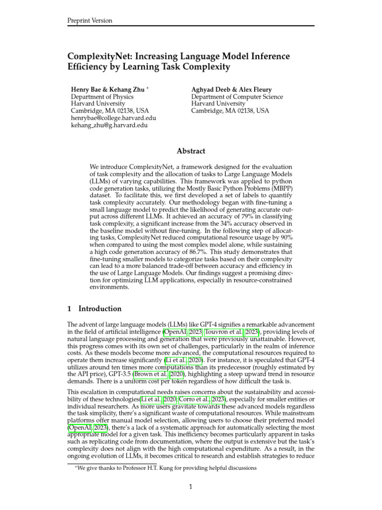 Inference Efficiency by Learning Task Complexity | PDF
