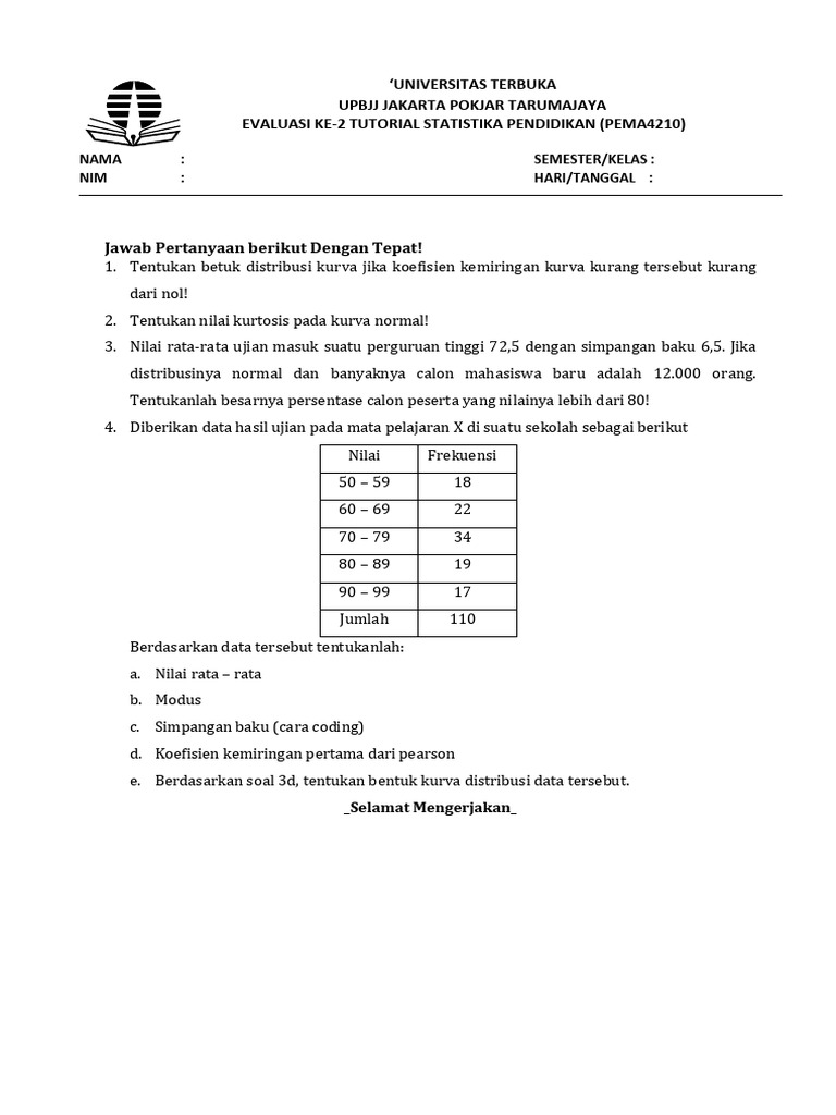 Tugas Tutorial 2 Statistika Pendidikan | PDF Tugas Tutorial 2 Statistika Pendidikan | PDF