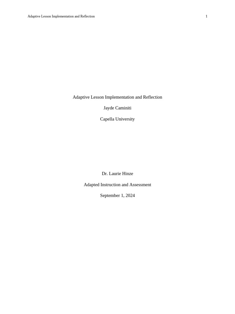 CF Adaptive Lesson Implementation and Reflection | PDF