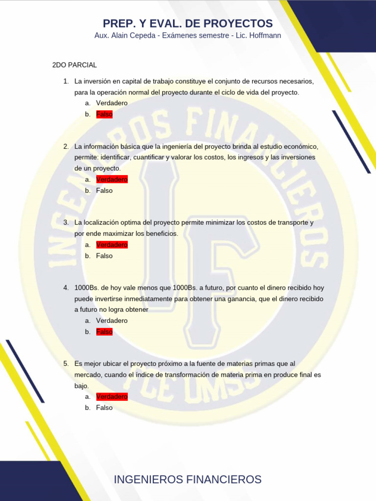 PYEP Hoffman - Examenes Pasados 2do Parcial - Umss | PDF
