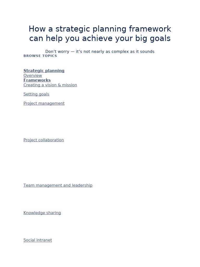 How A Strategic Planning Framework Can Help You Achieve Your Big Goals ...