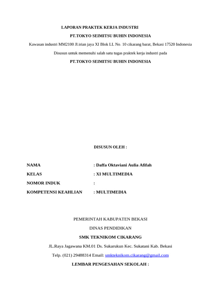 Proposal Laporan PKL Daffa | PDF