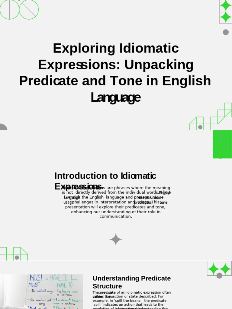 Slidesgo Exploring Idiomatic Expressions Unpacking Predicate and Tone in English Language ...