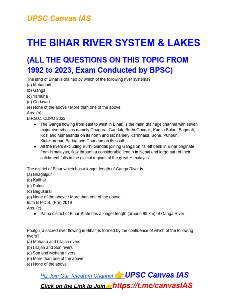 Bihar Rivers Lakes Pdf