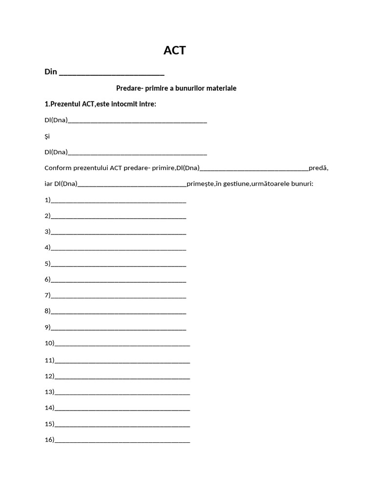 Act de Predare Primire | PDF