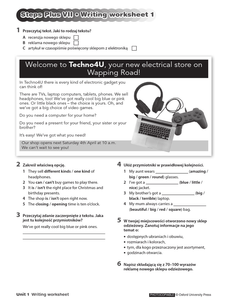Steps Plus VII_Writing Worksheets | PDF