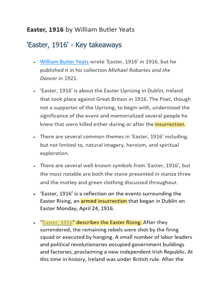 William Butler Yeats - Easter 1916 PDF | PDF