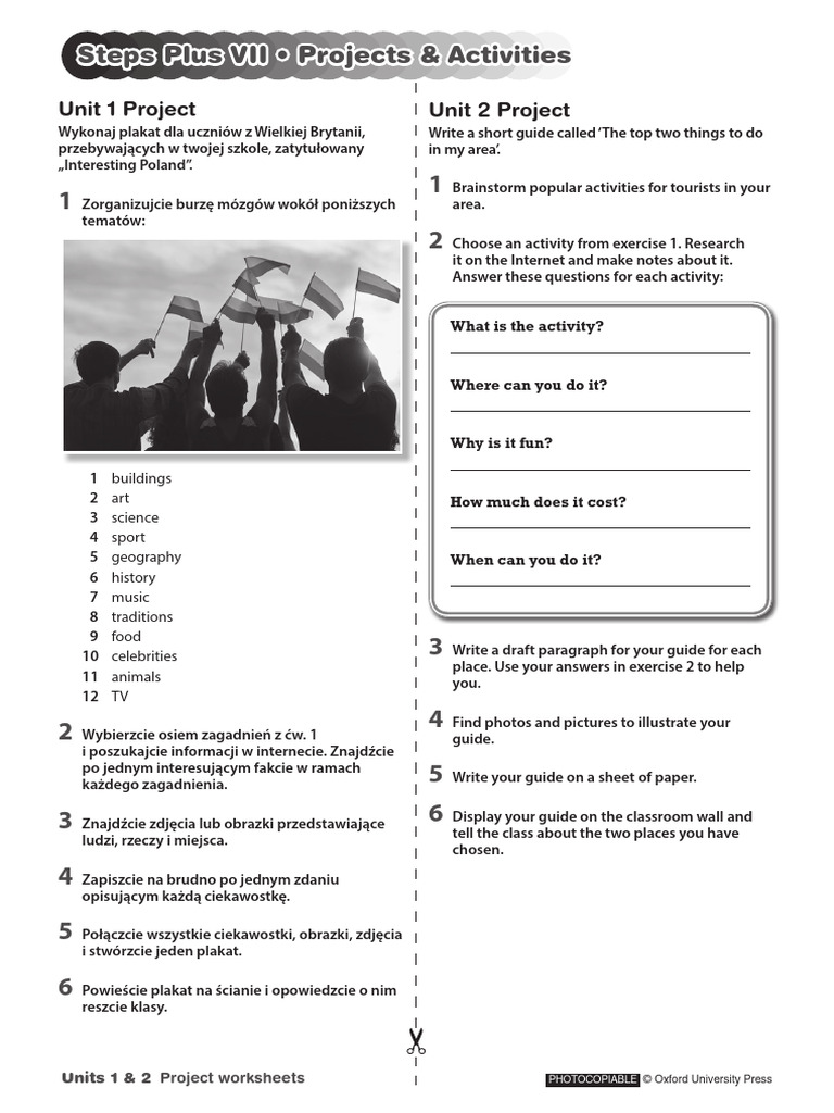 Steps Plus VII_Projects_Activities Worksheets | PDF