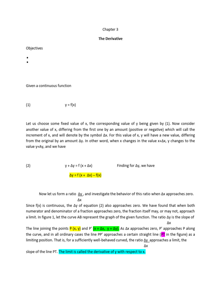 Chapter 3 Derivative Pdf