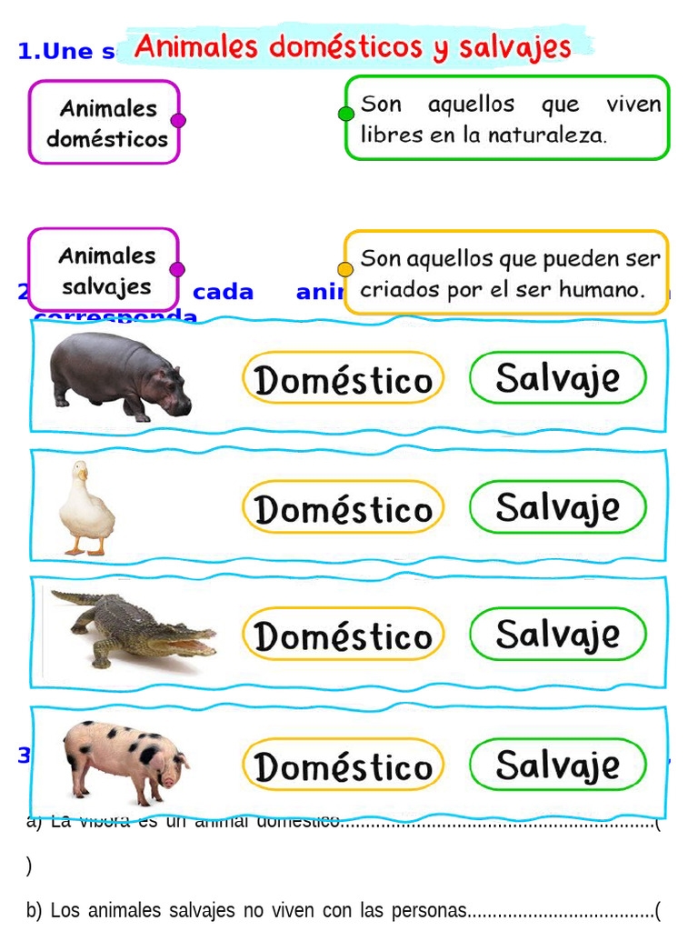 F. Los Animales Domesticos y Salvajes | PDF