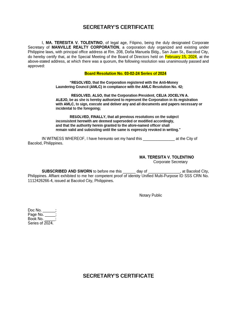 Secretary Amlc | PDF