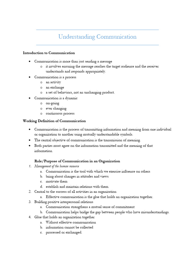 Understanding Communication | PDF