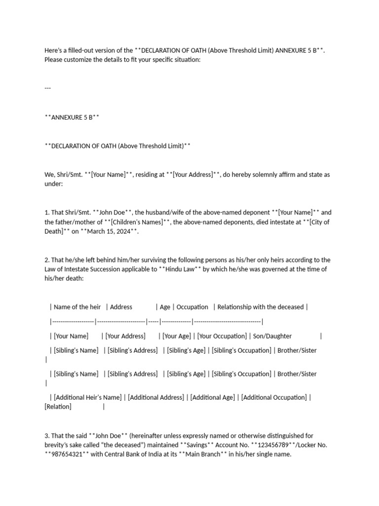 Deceased Claim Declaration Form Template | PDF | Justice | Crime & Violence