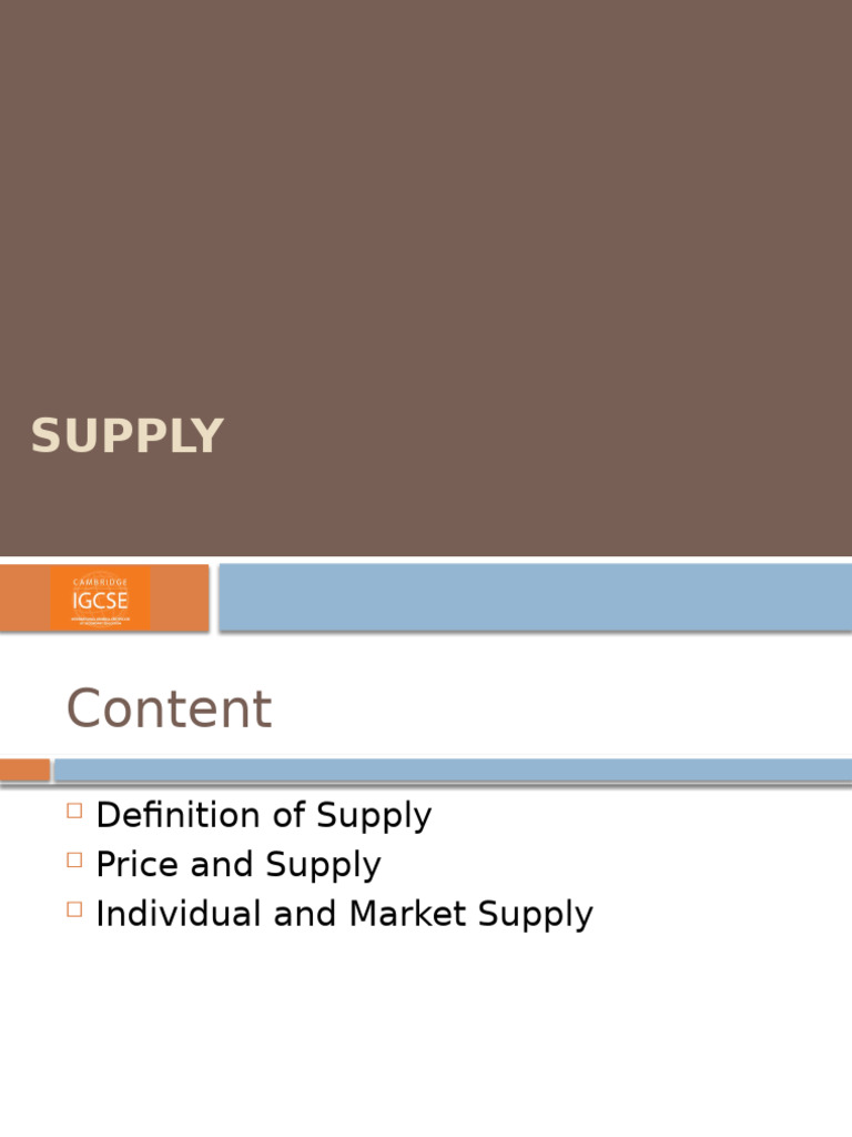 IGCSE Economics Supply | PDF