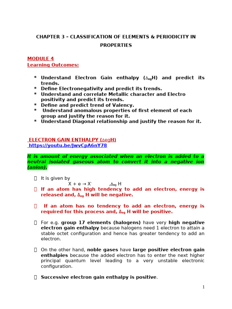 11 Ch3 Periodic Table Module 4 | PDF