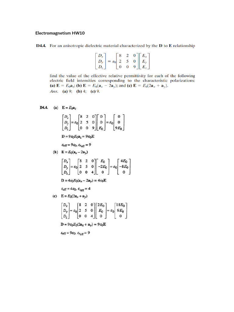 Electromagnetism HW10 Solution | PDF