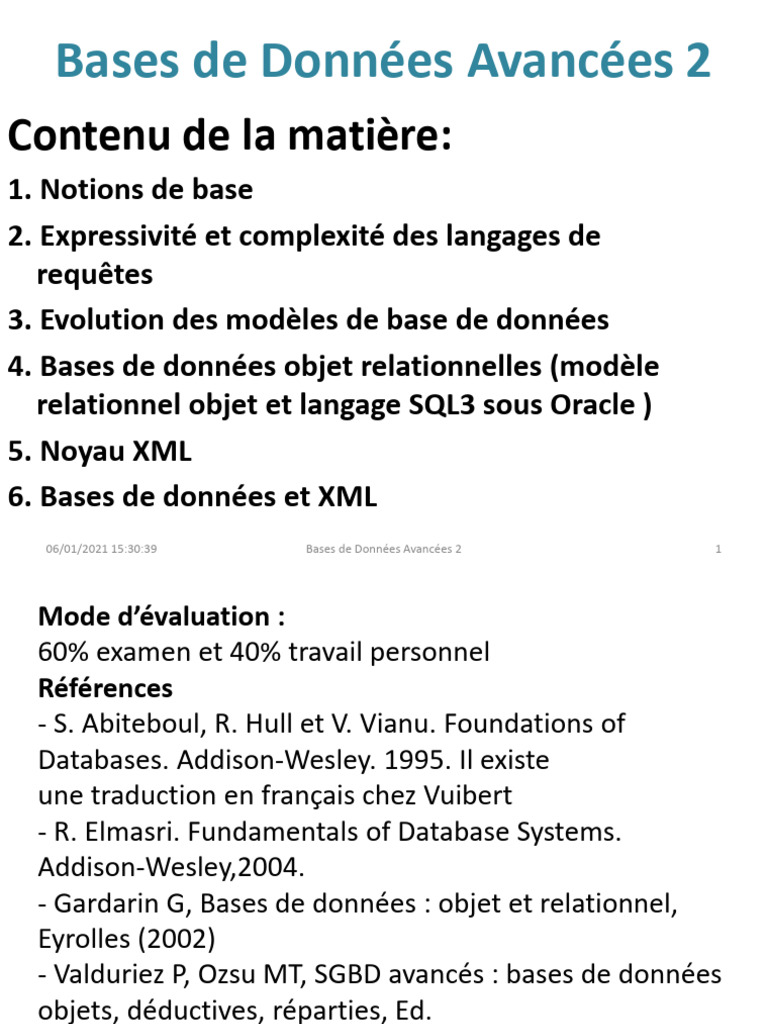 Chapitre1 BDAV2 Master1 | PDF