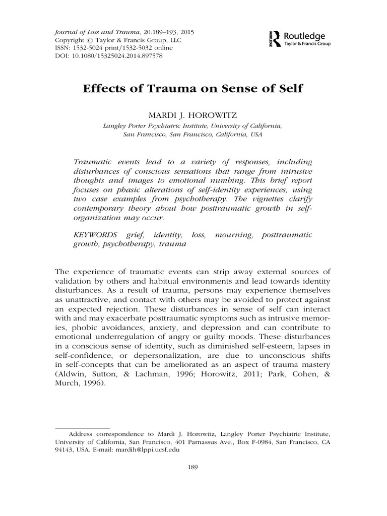 Trauma and Sense of Self (Closure) | PDF