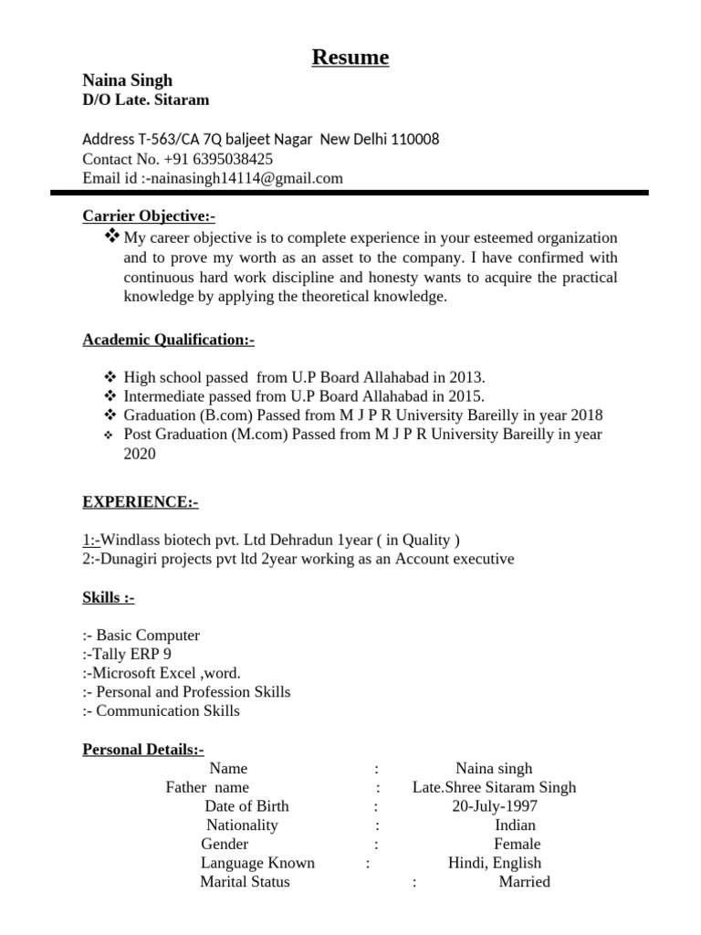 Naina Singh Update Resume | PDF
