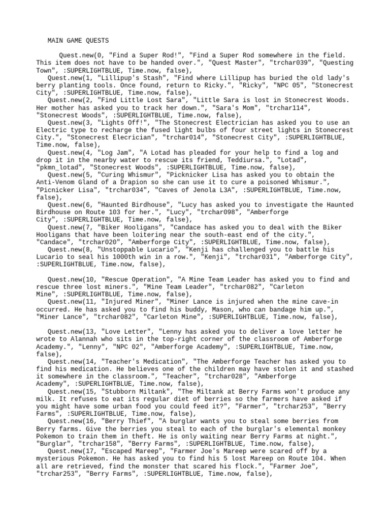 Main Game Quests | PDF