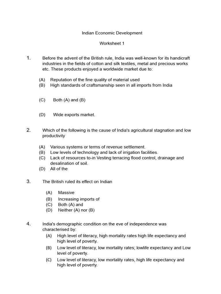 Indian Economic Development 1 | PDF